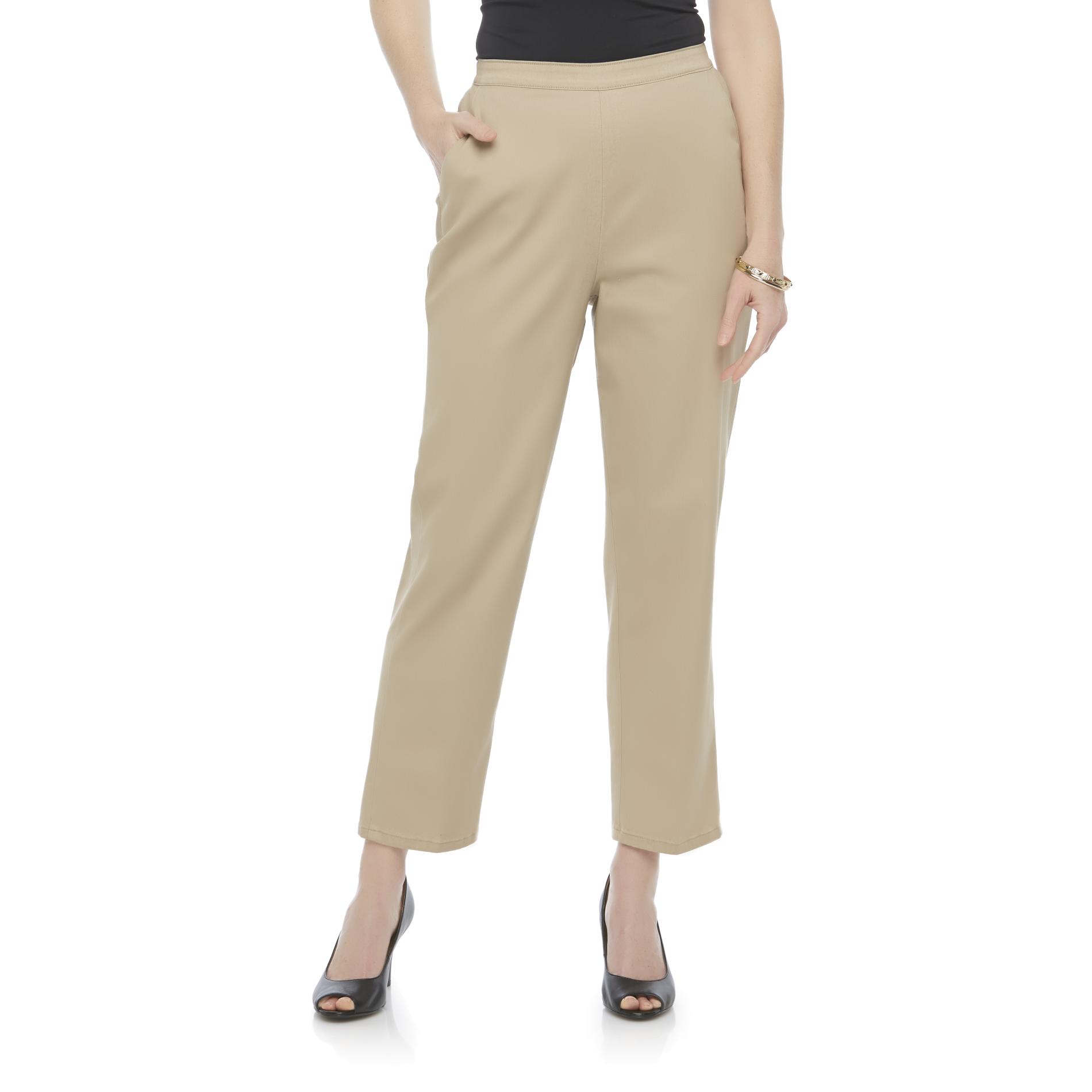Laura Scott Women's Comfort Waist Cropped Khaki Pants