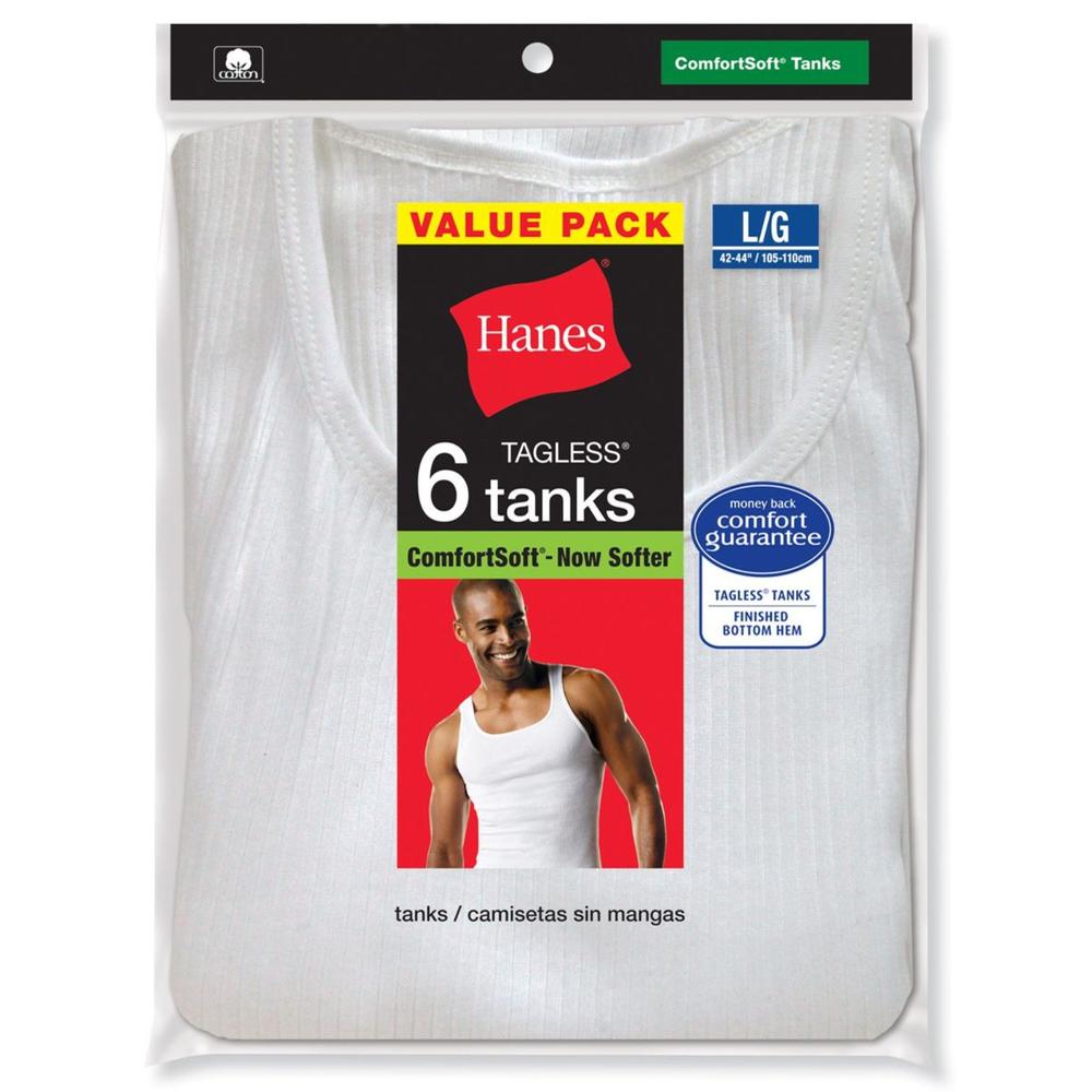 Hanes Mens Tanks 6 Pk Comfortsoft Tagless