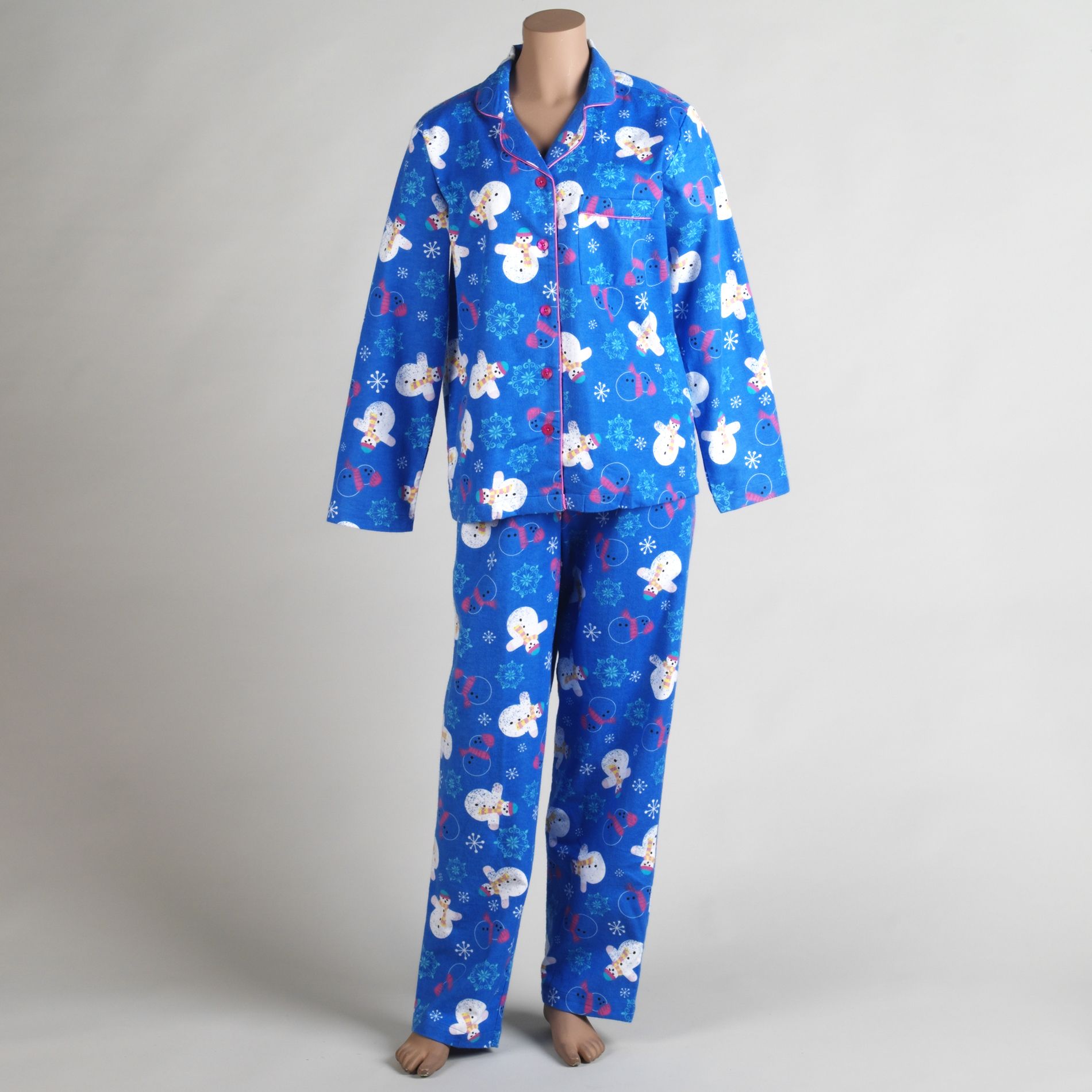 Joe Boxer Women's Snowmen Print Flannel Pajama Set