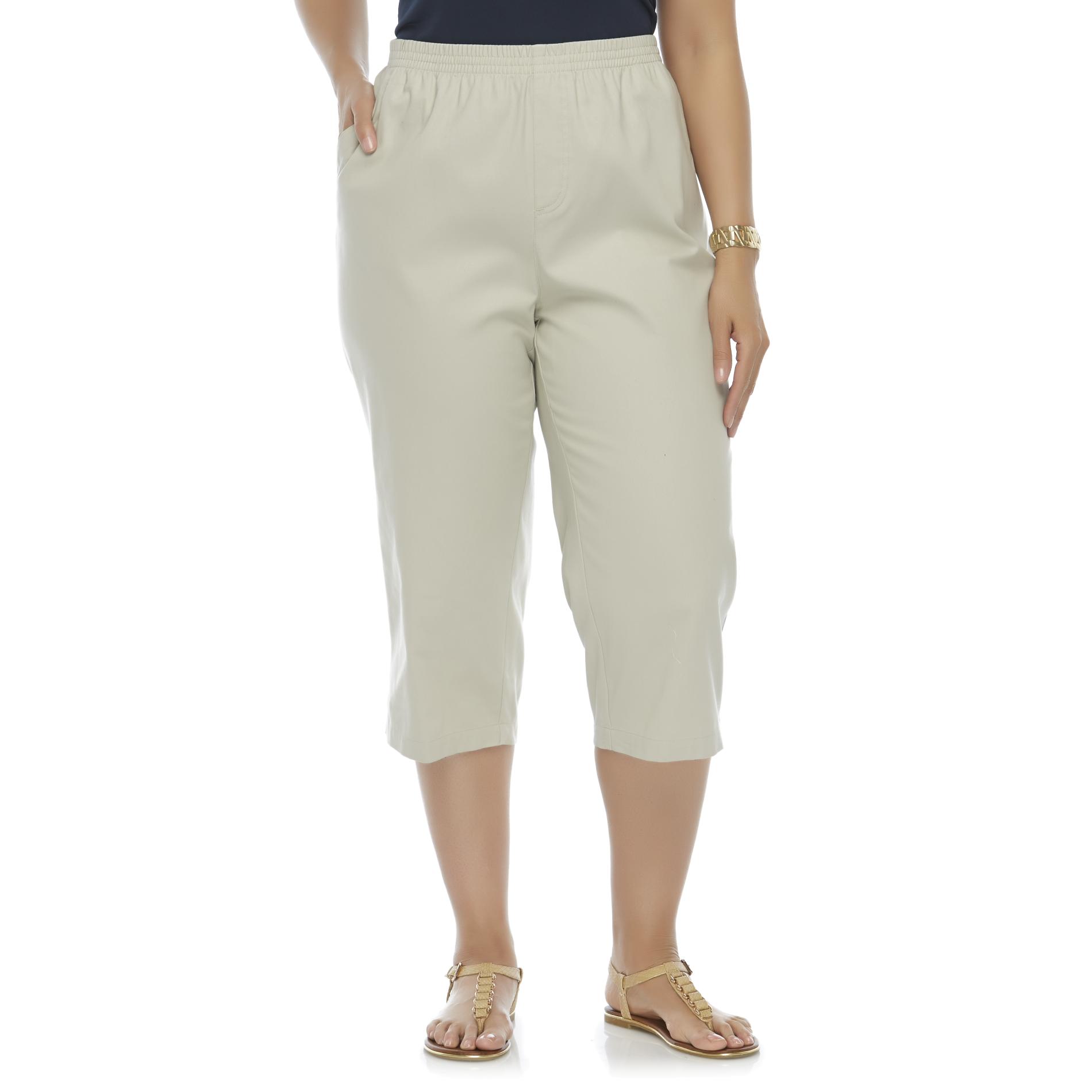 Basic Editions Women's Plus Twill Capri Pants