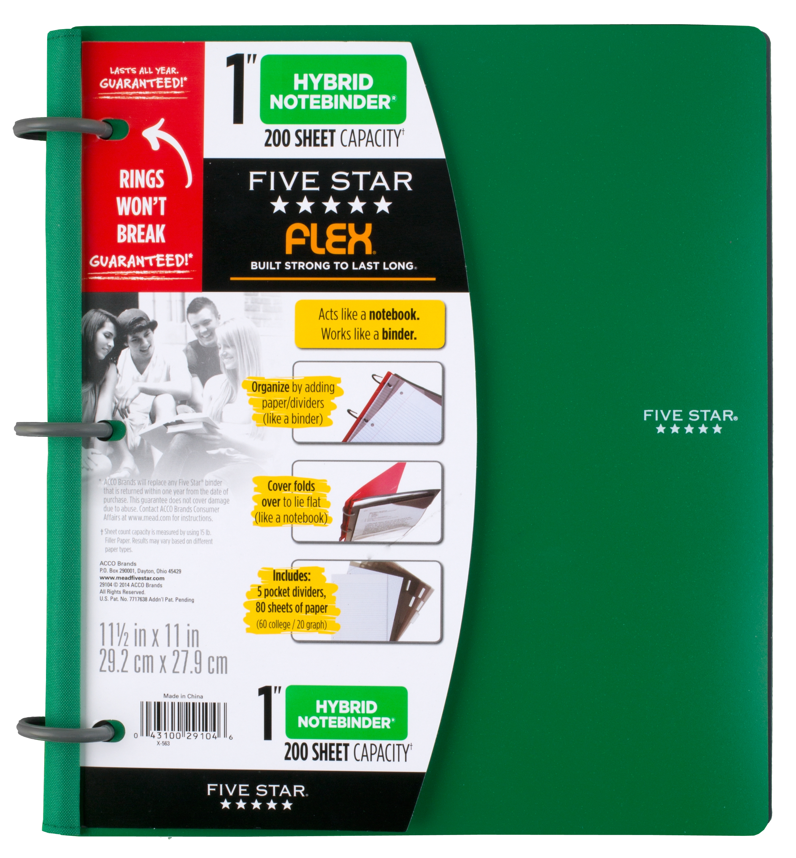 Mead Five Star Large Flex NoteBinder, Teal - 11.5 Inch x 11 Inch (In ...