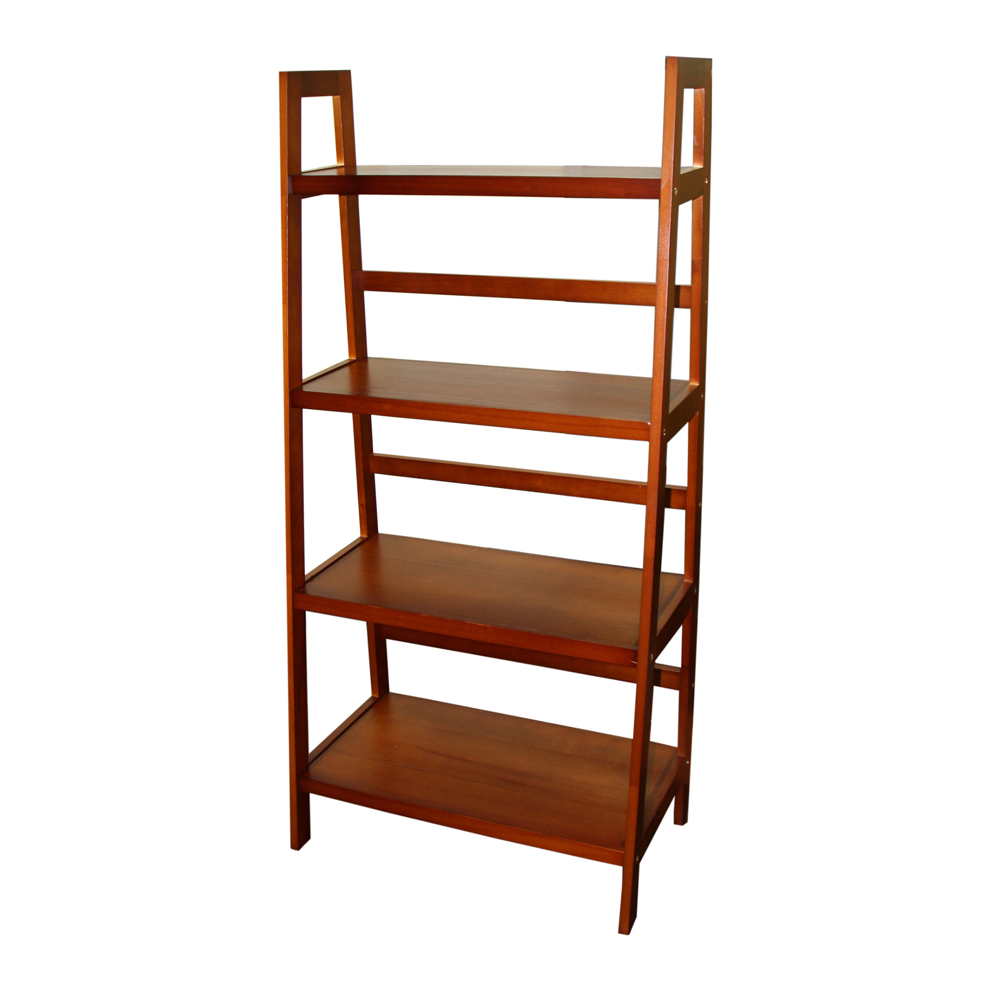 Ore International Four Tier Ladder Shelf in Walnut Finish