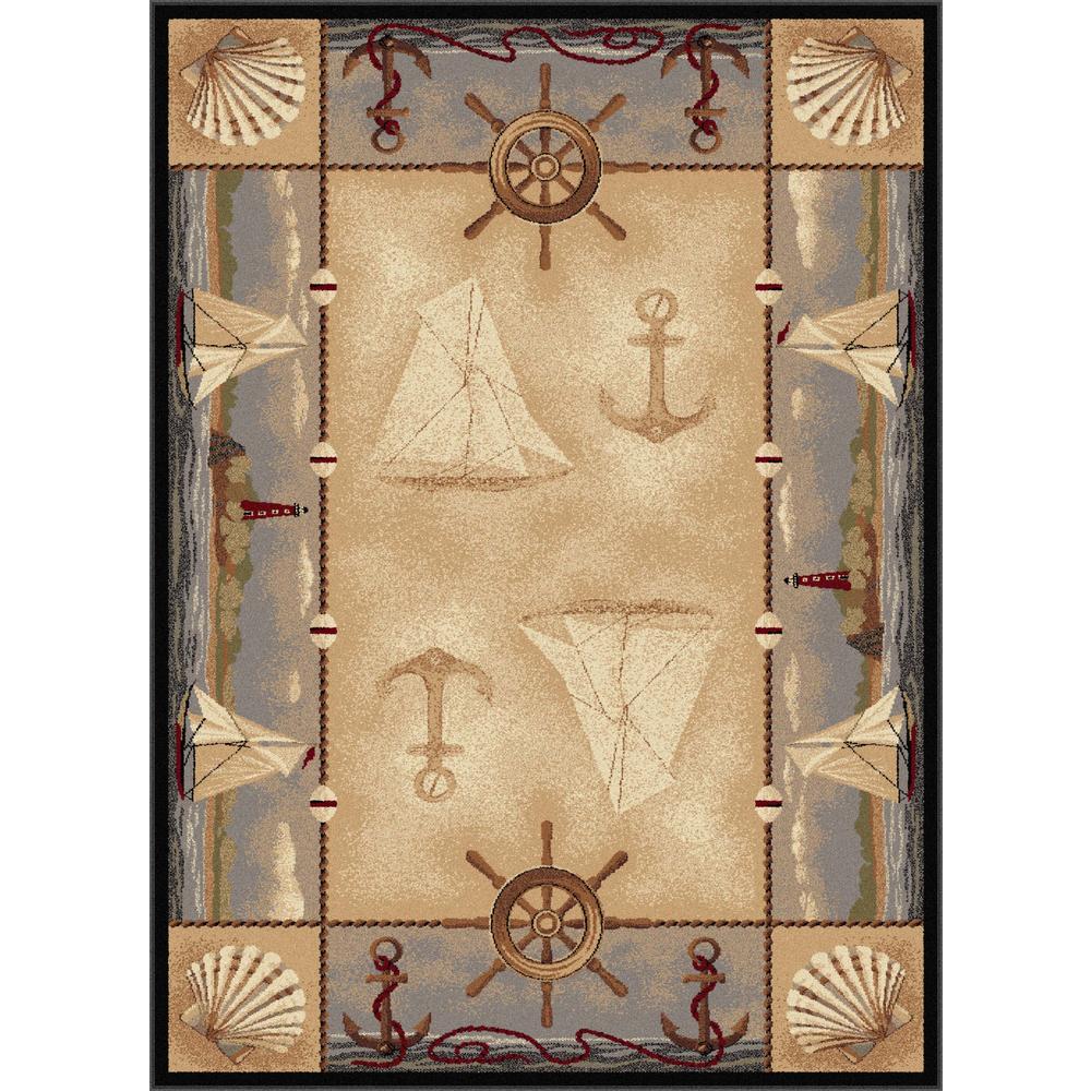 Tayse Rugs Nature Seashore Nautical Lodge Area Rug - 7'10'' x 10'3''