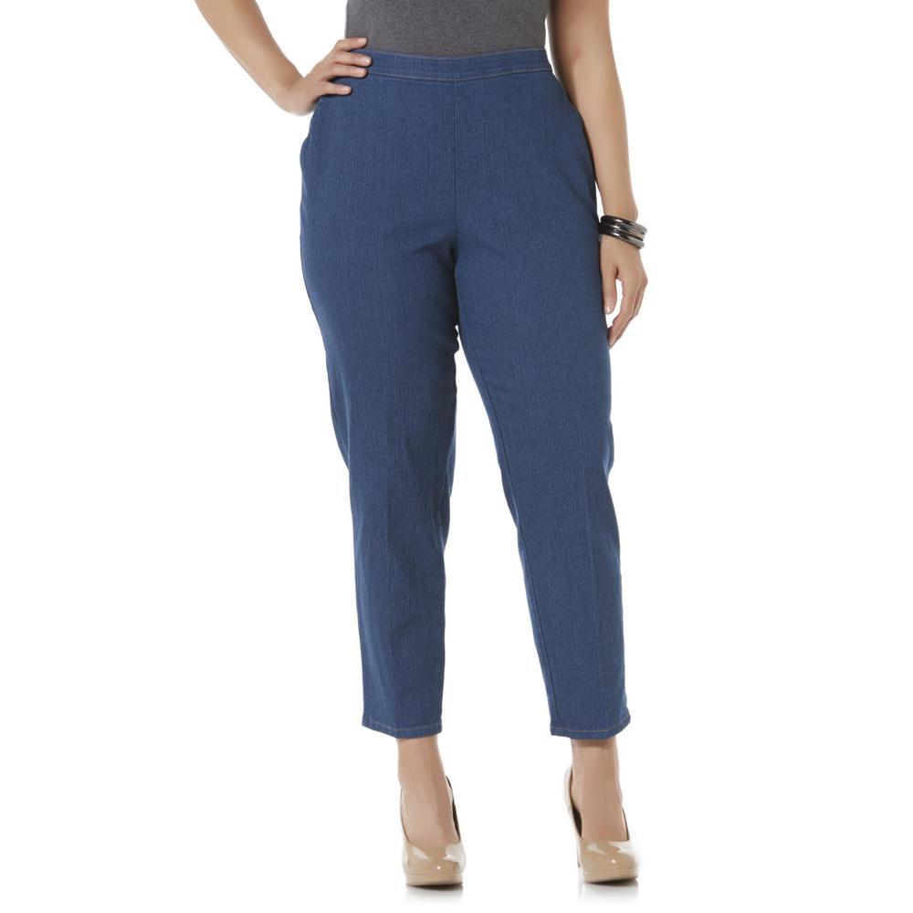 Laura Scott Womens Plus Elastic Waist Jeans