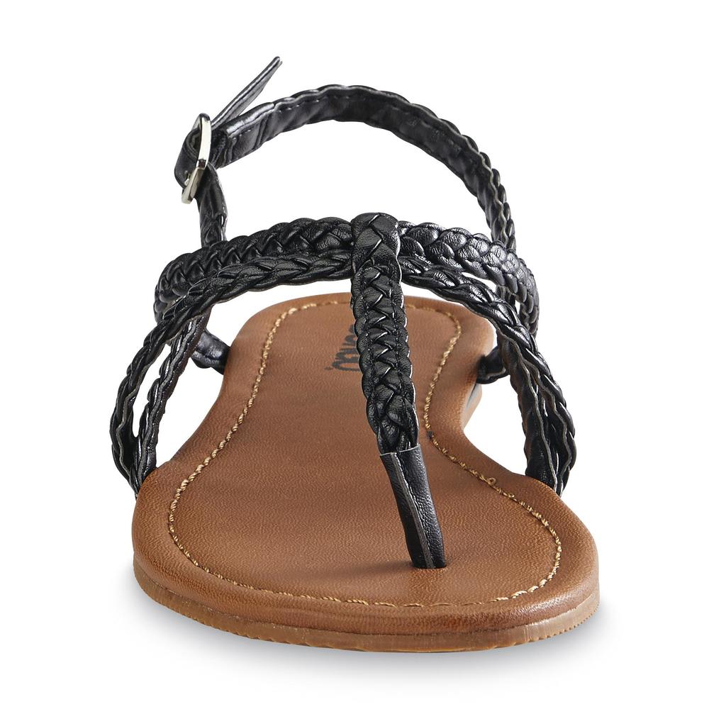 Bongo Women's Ginger Black Braided T-Strap Sandal