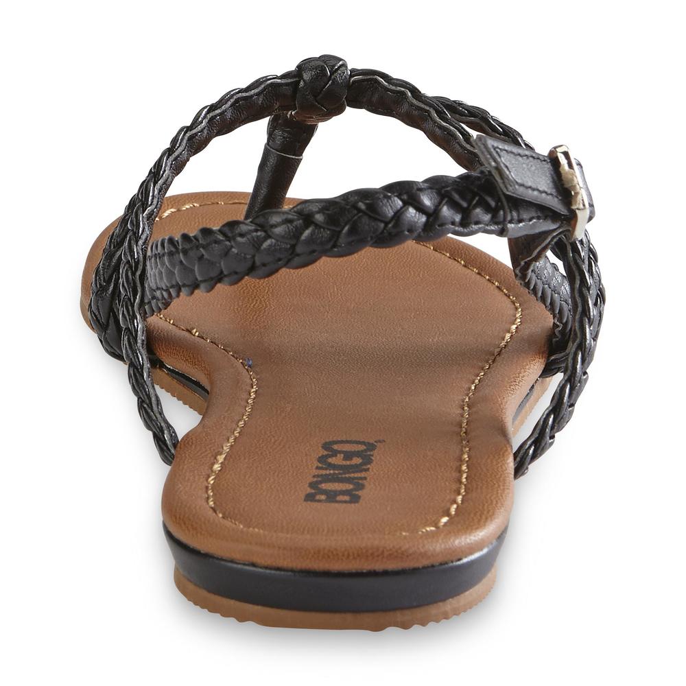 Bongo Women's Ginger Black Braided T-Strap Sandal