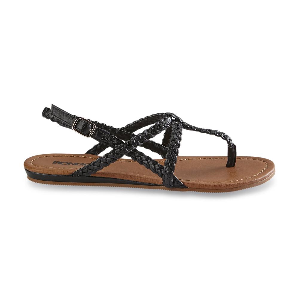 Bongo Women's Ginger Black Braided T-Strap Sandal