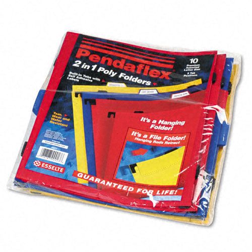 Pendaflex PFX99917 2-in-1 Colored Poly Folders with Built-in Tabs