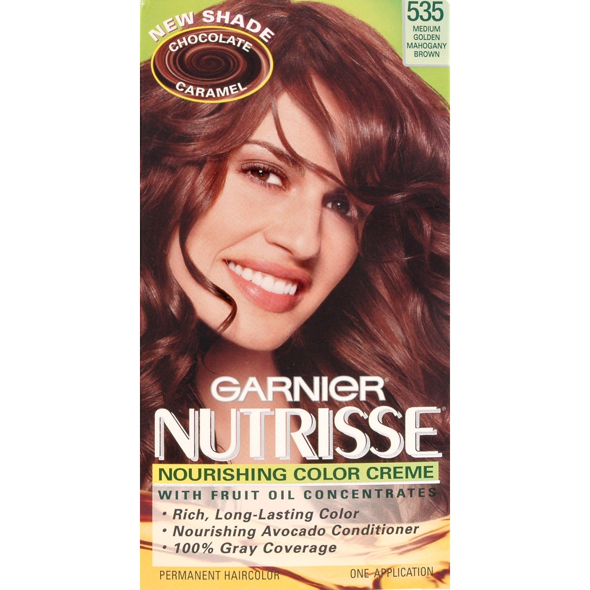 Garnier Permanent Haircolor, Medium Golden Mahogany Brown 535, 1 ...