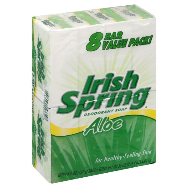 Irish Spring Deodorant Bar Soap with Aloe, 8-pack