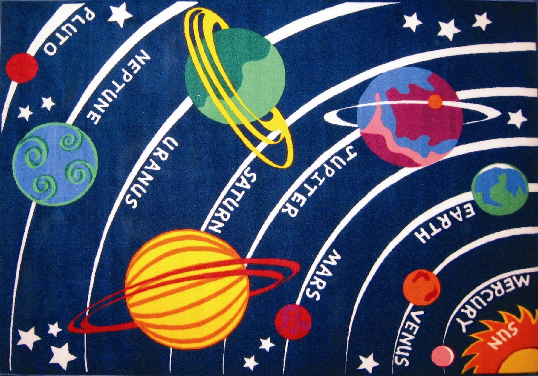 LA Rugs Fun Time Solar System Size 5' 3" x 7' 6" Area Rug