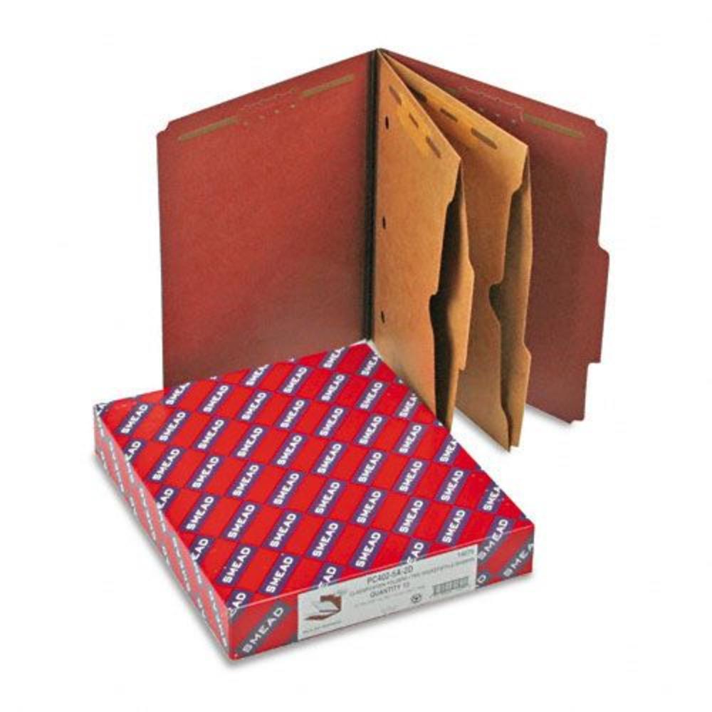 Smead SMD14079 6-Section Folders w/Pocket Dividers, Letter, Red