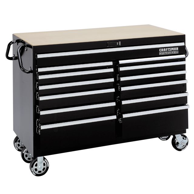 Craftsman 13-Drawer, 56 in. Ball Bearing Tool Cart, Black