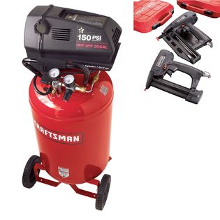 Craftsman 30 gallon, 2 hp running Air Compressor with Brad Nailer and ...