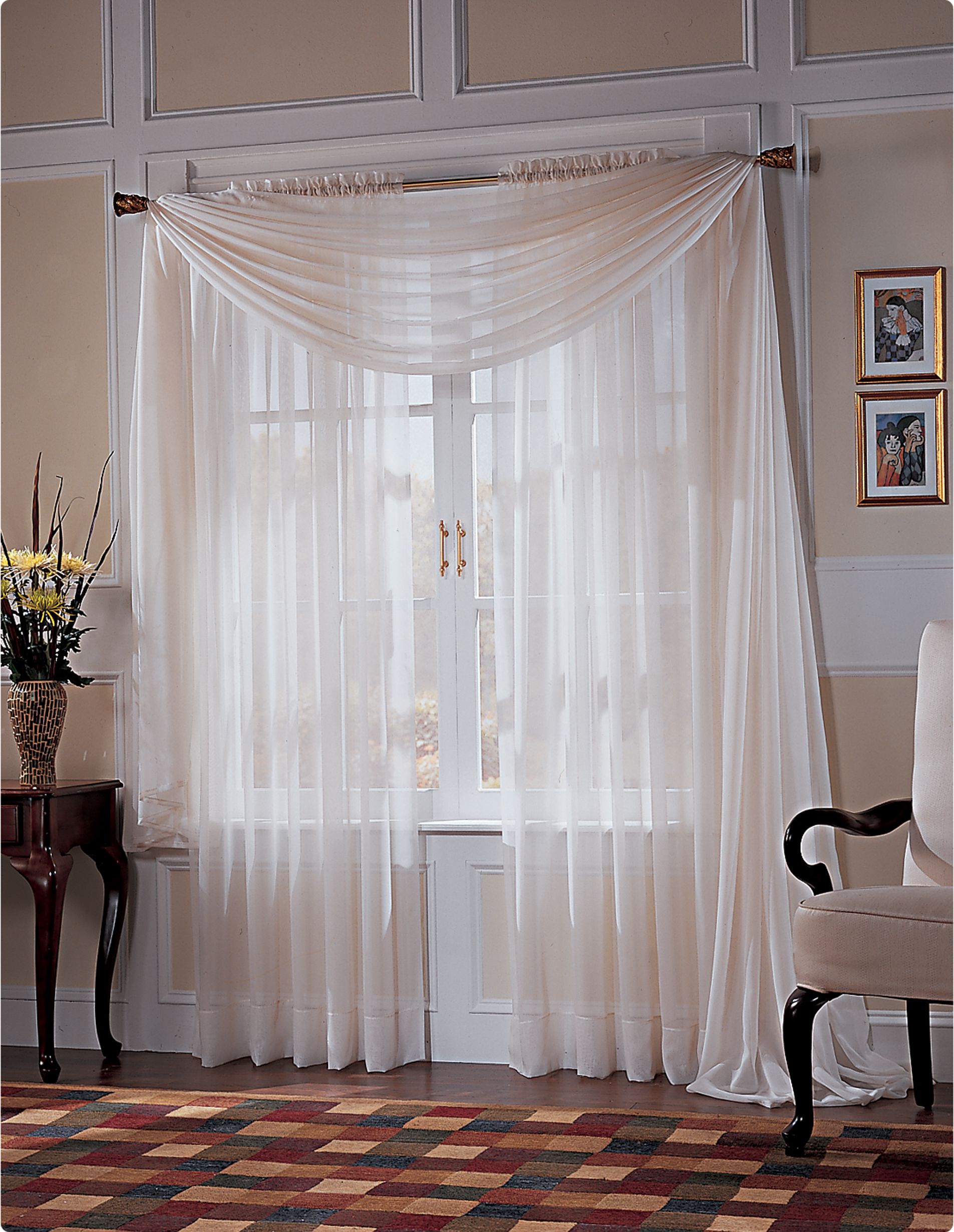 Colormate Platinum Voile Window Curtain Panels