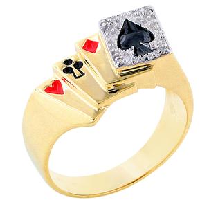 CLEARANCE! Mens Poker Ring with Diamond Accents - Jewelry - Rings