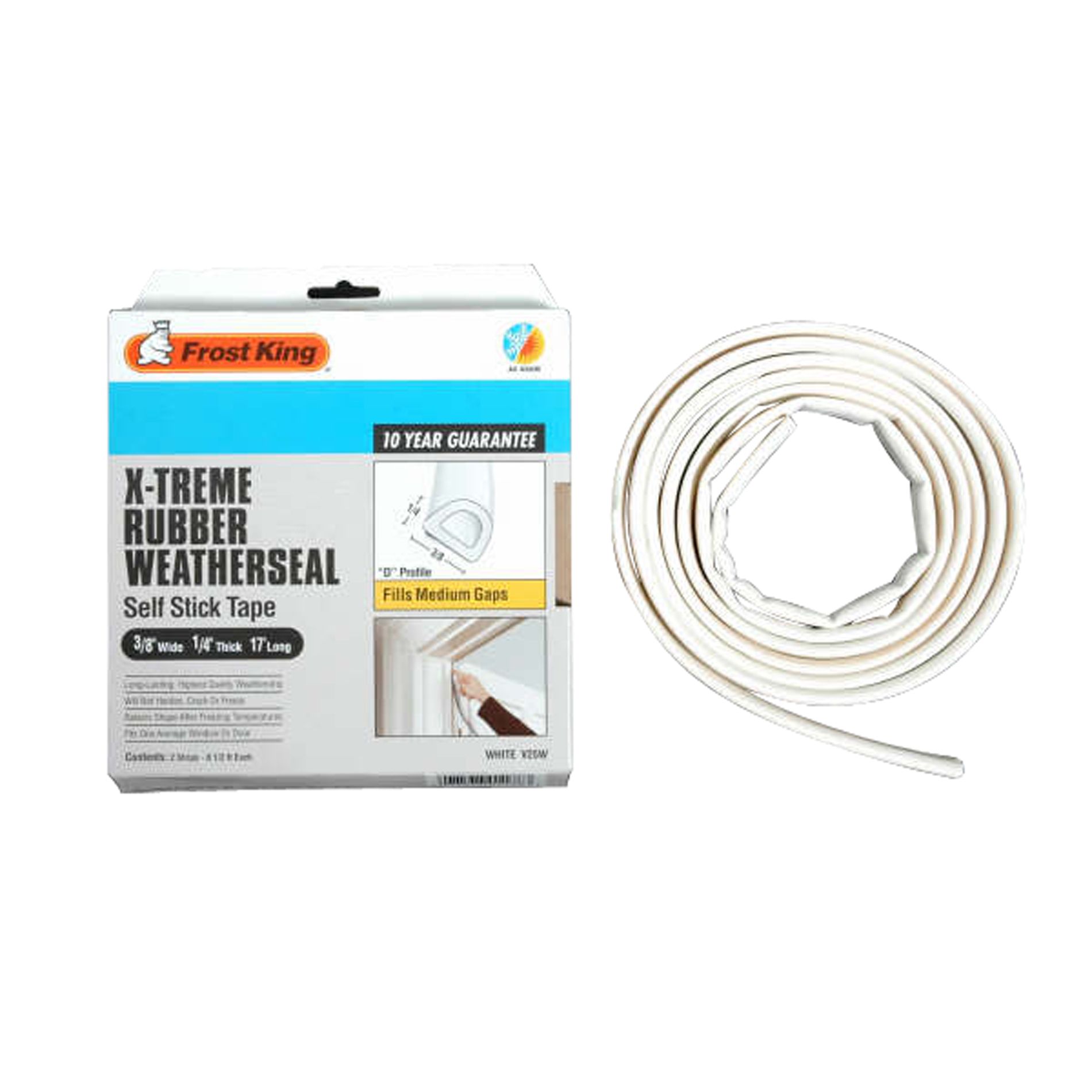 Frost King X-Treme Rubber Weatherstrip Tape, 3/8 in. x 17 ft. - wide