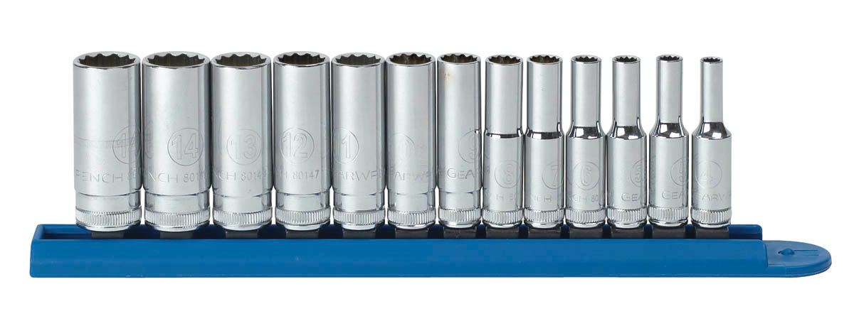 GearWrench 13 Pc. 12 Pt. Deep Metric Socket Set 1/4" Drive