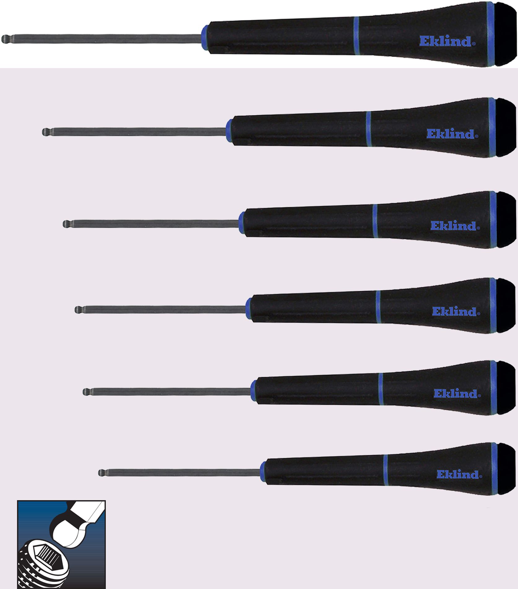 Eklind® PSD™ Precision Screwdriver Set, Ball Hex, 6 Tools: 1.27 to 4 MM ...