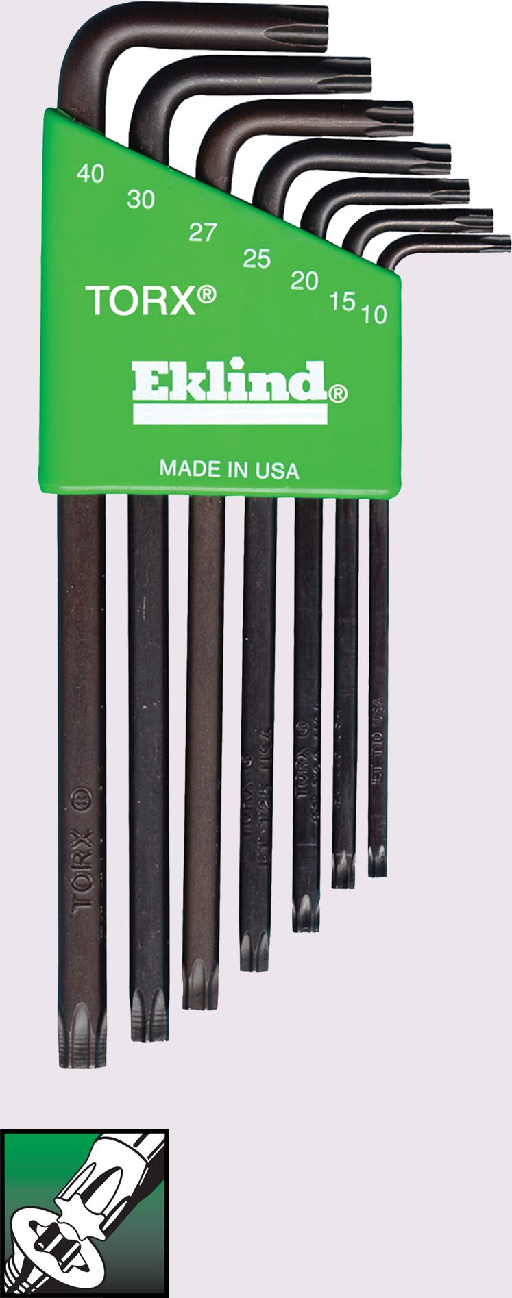 Eklind® Torx® L-Key Set, Long Series, 7 keys: T10 to T40 & Holder