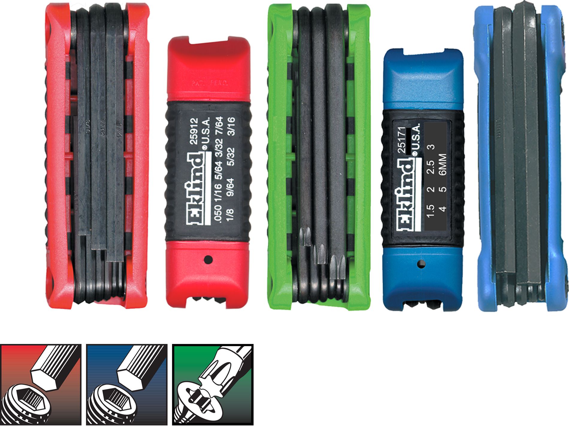 Eklind® Ergo-Fold™ Fold-up Hex & Torx® Key, 36 key Combo Pack