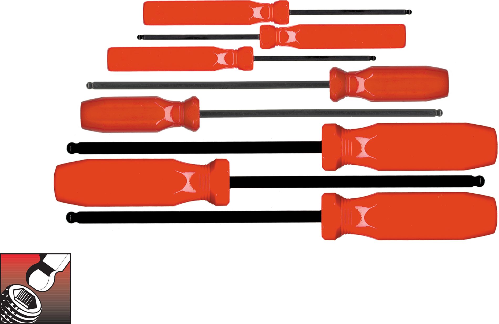 Eklind® Ball-Hex Screwdriver Set, 8 keys: .050 to 5/32 Inch & Pouch