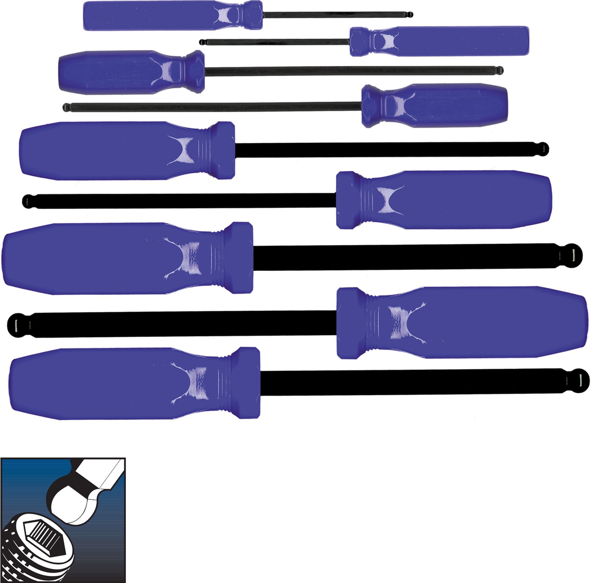 Eklind® Ball-Hex Screwdriver Set, 9 keys: 1.5 to 10 MM & Pouch