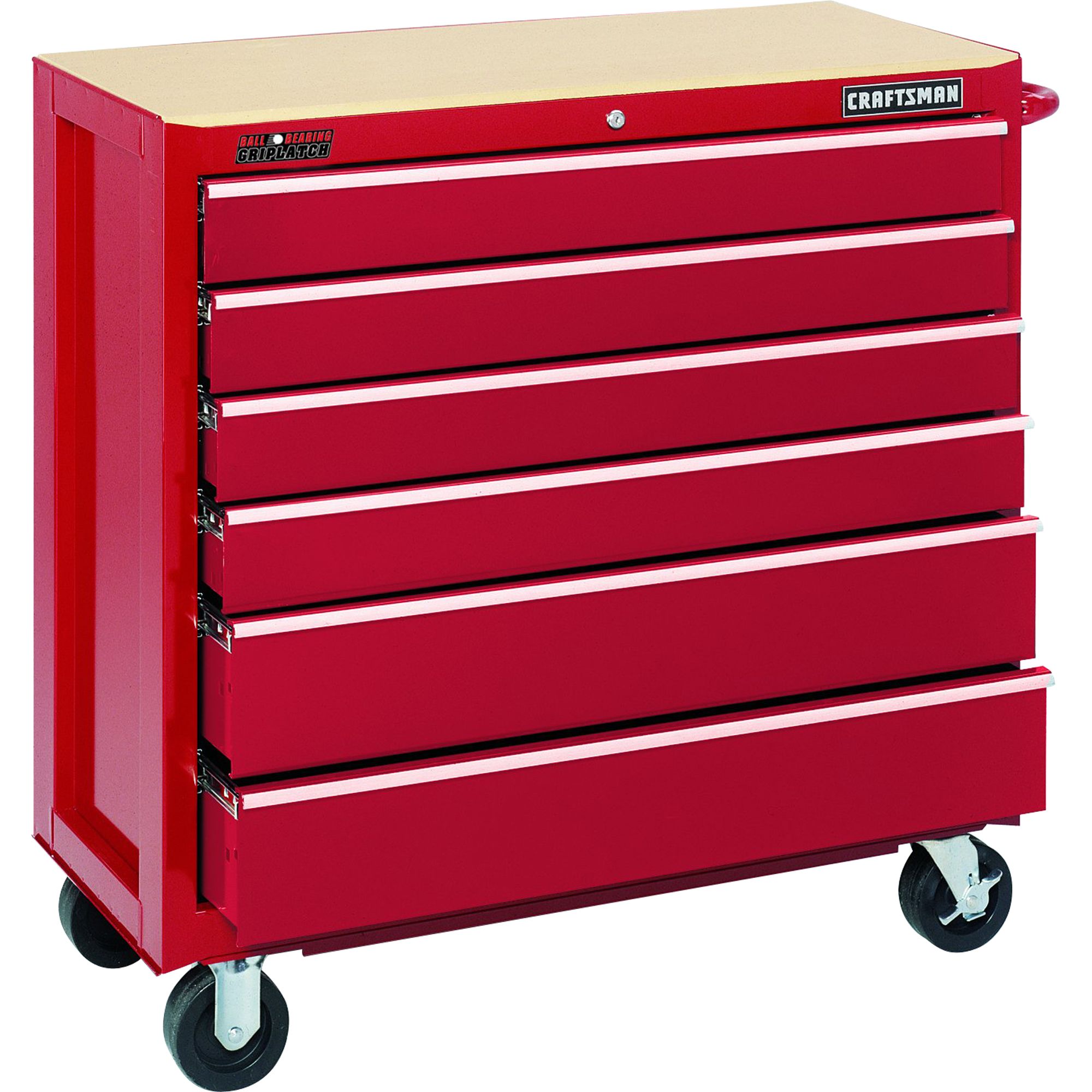 40" 6-Drawer Bottom Tool Cart - Red