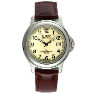 Sharp Mens Opti Glow Leather Strap Watch - Jewelry - Watches - Men's ...
