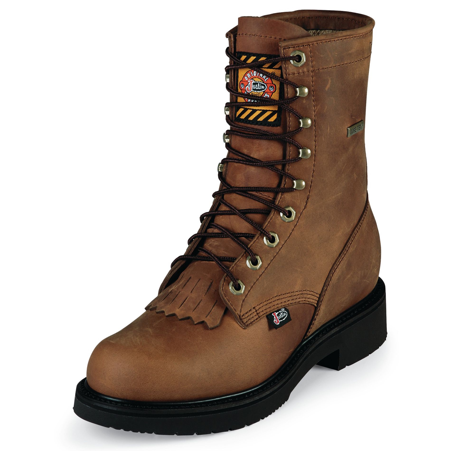 Justin Boots Men's 604 Tassel 8" Waterproof Work Boot - Bark