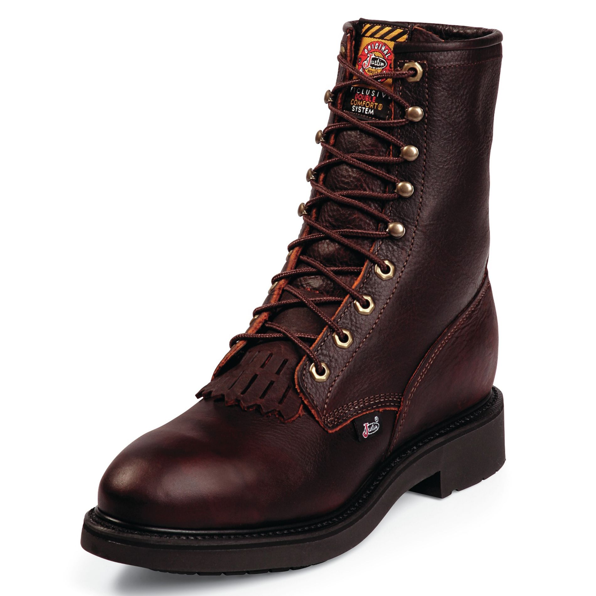 Justin Boots Men's Work Boots Leather Steel Toe 8" Briar 00764 Narrow ...