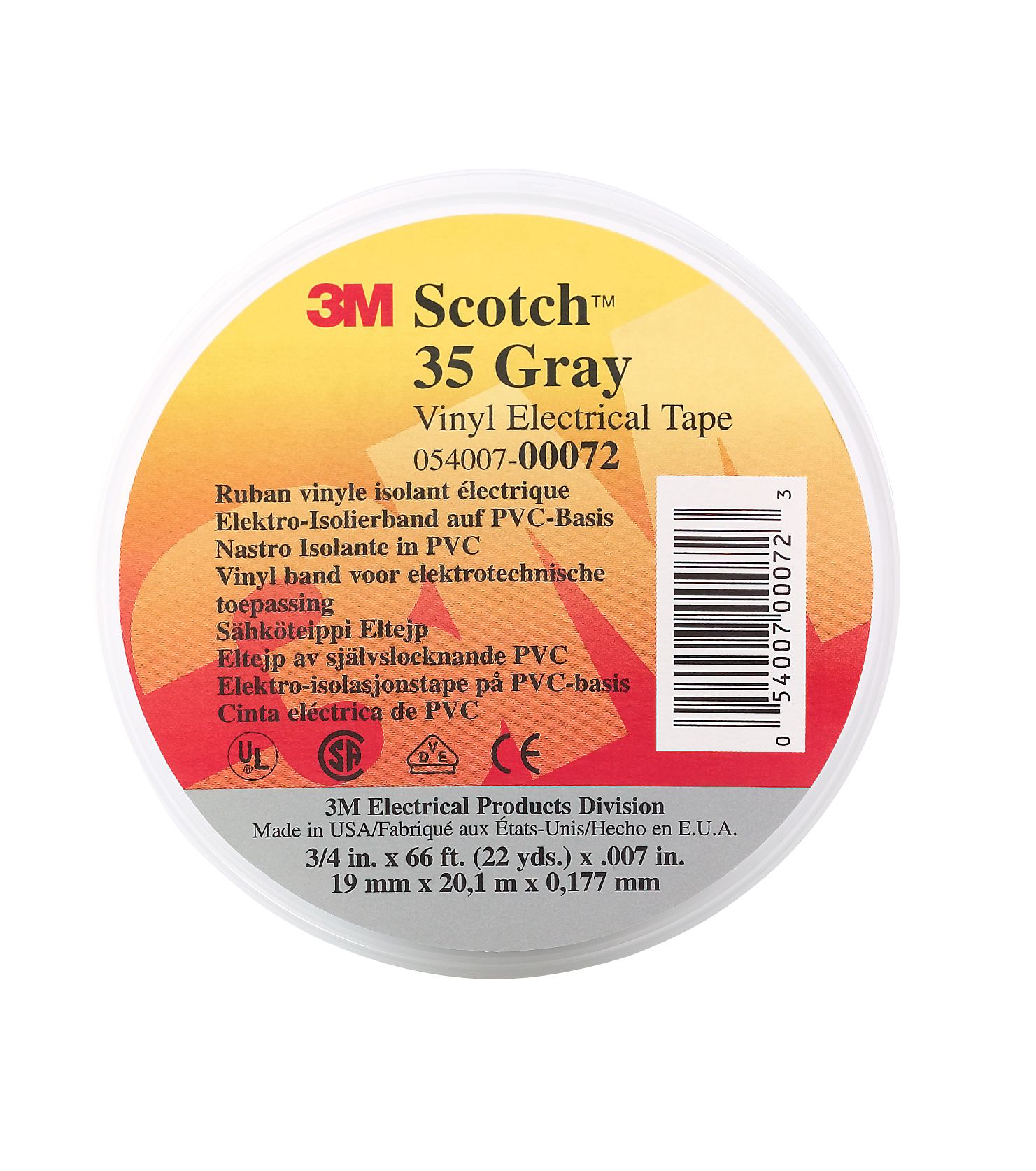 3M 3/4 in. x 66 ft. Colored electrical tape Gray