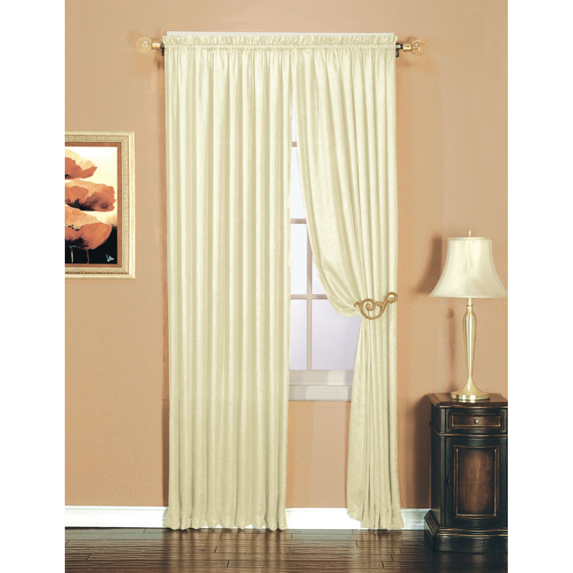 Luxury Crushed Faux Silk Window Panel Off White