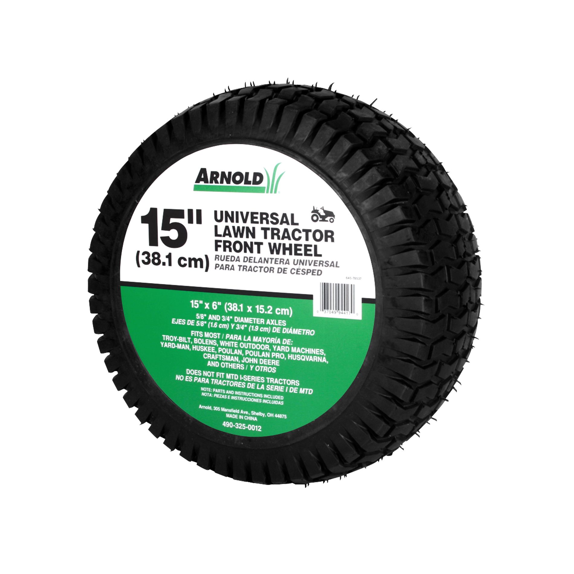 Arnold 490-325-0012 15 in. x 6 in. Universal Lawn Tractor Front Wheel Kit