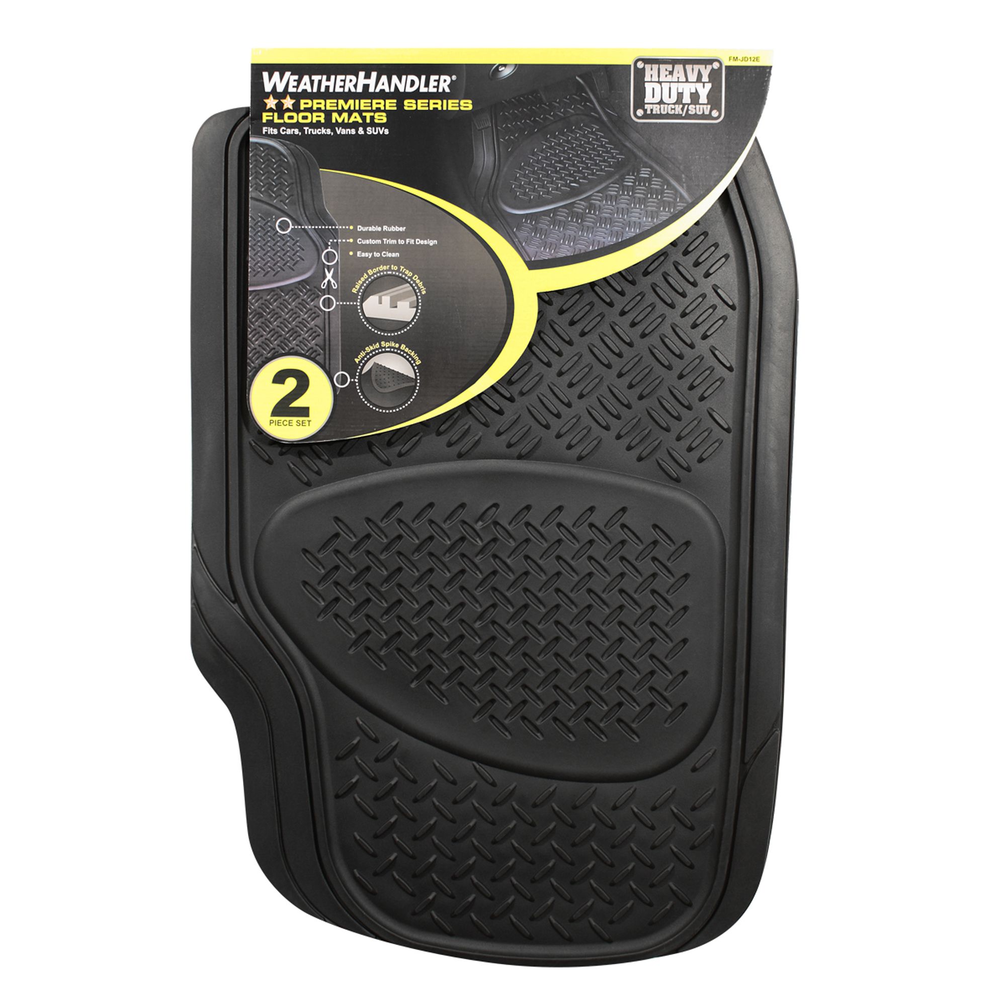 WeatherHandler Diamond Plate Truck Front Rubber Mat Set