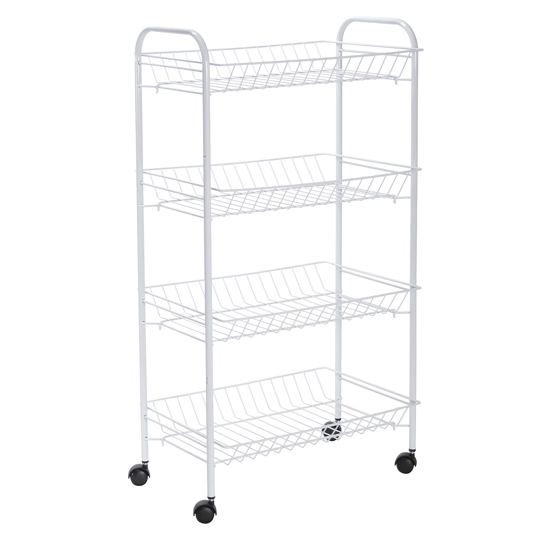 Essential Home 4-Tier Utility Cart - White