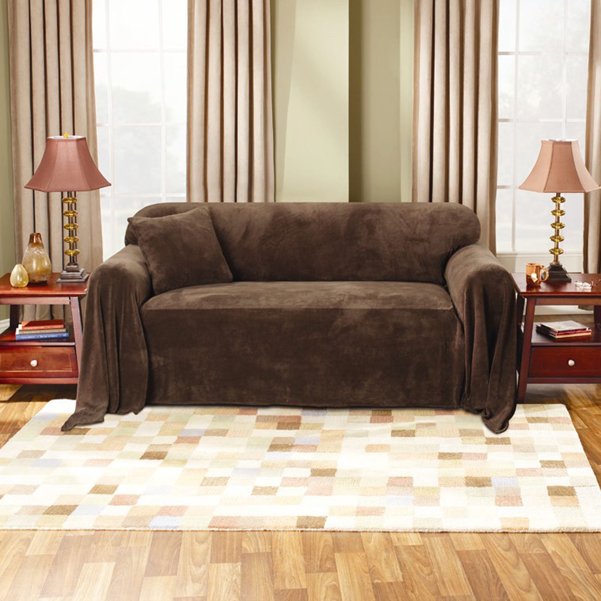 Sure Fit Plush Chocolate Sofa Throw