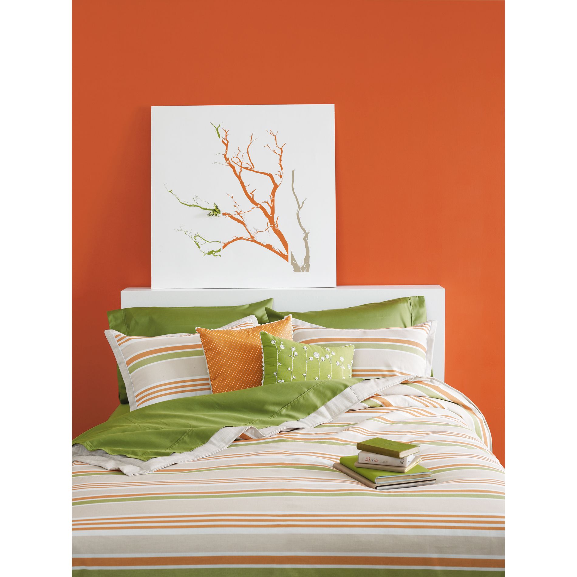 Springmaid Baxter Orange and Green Stripe Comforter Set