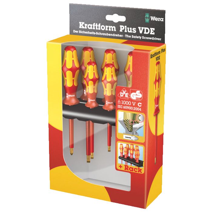 Wera 6-Piece Kraftform Plus Series 100 VDE Insulated Screwdriver Set