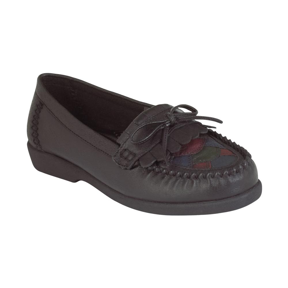 Basic Editions Women's Eloise Black/Multicolor Leather Comfort Moccasin ...