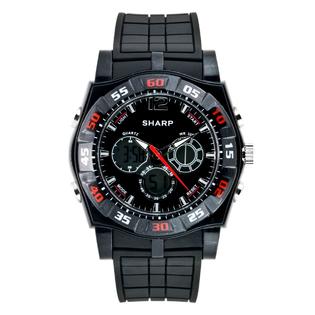 Sharp Mens Chronograph Sport Watch w/Black/ST Case, Ana-Digi Dial and ...