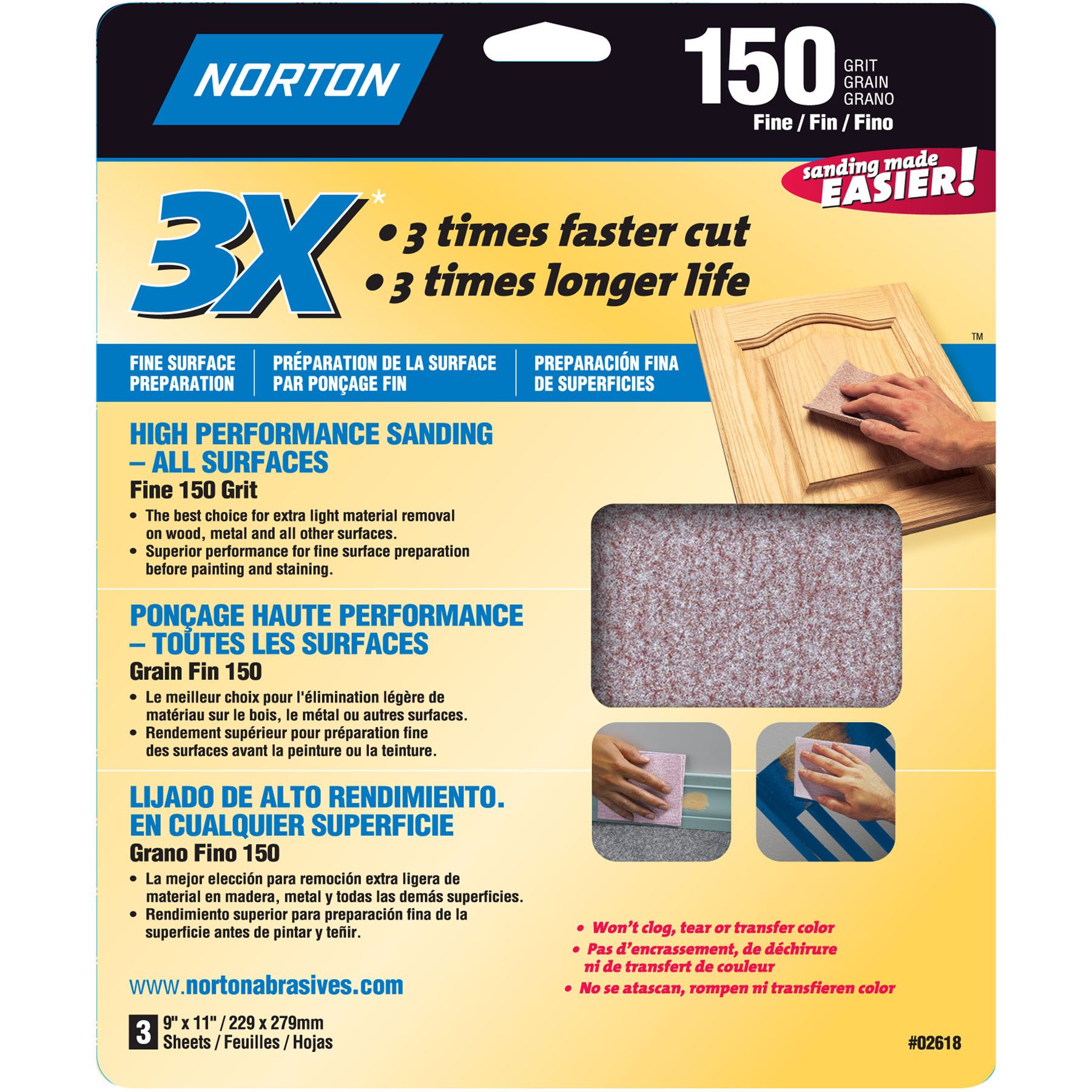Norton 3X 150 Grit Sandpaper