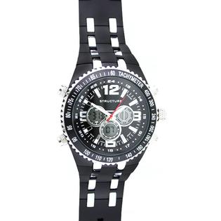 Structure Mens Calendar Date Watch w/Round Black Case, Ani-Digi Dial ...