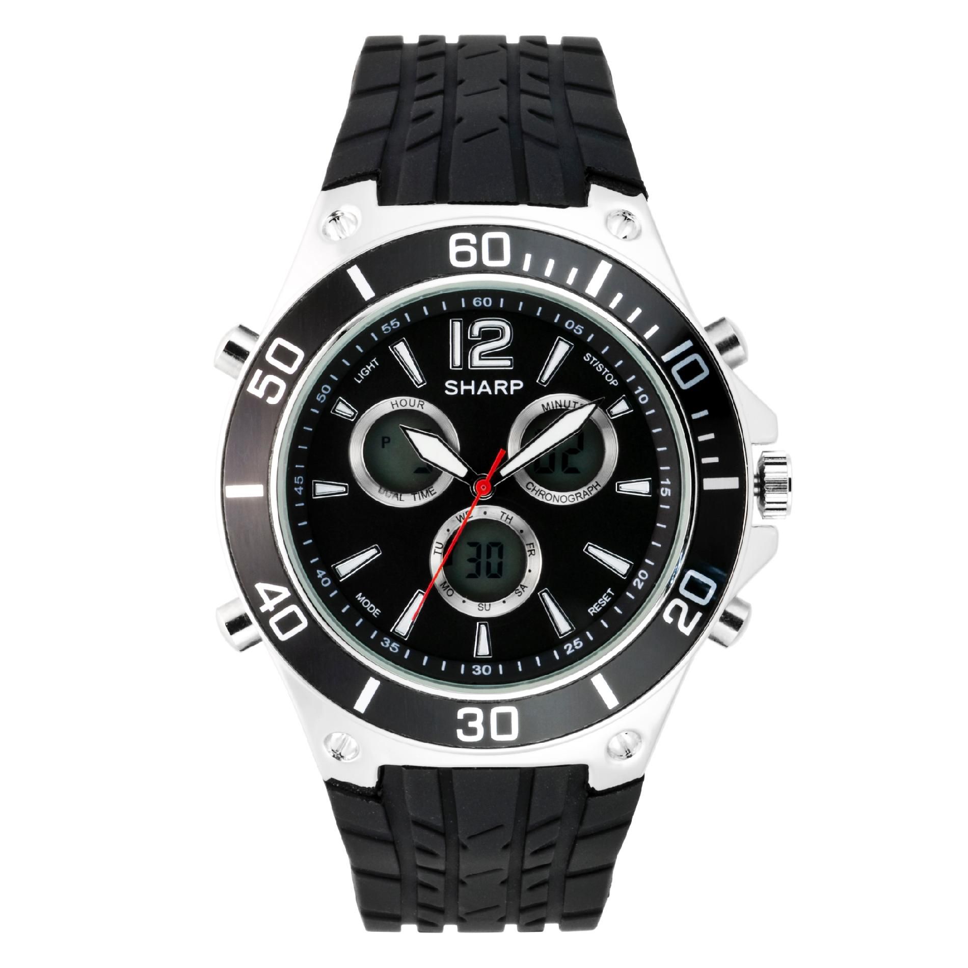 Sharp Mens Calendar Date Chronograph Watch w/Multi Display Dial and ...