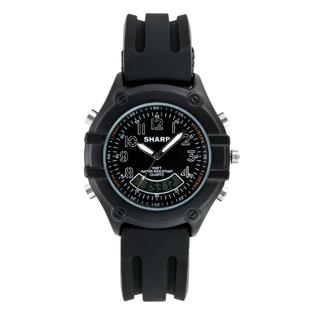 Sharp Mens Chronograph Watch w/Black Round Case, Ani-Digi Dial and ...