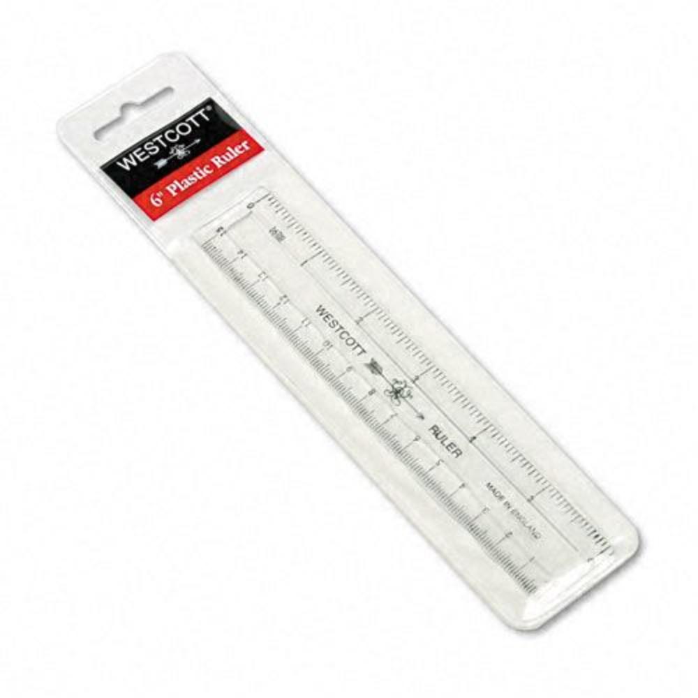 Westcott ACM45016 Shatter-Resistant Plastic Ruler, 6", Transparent