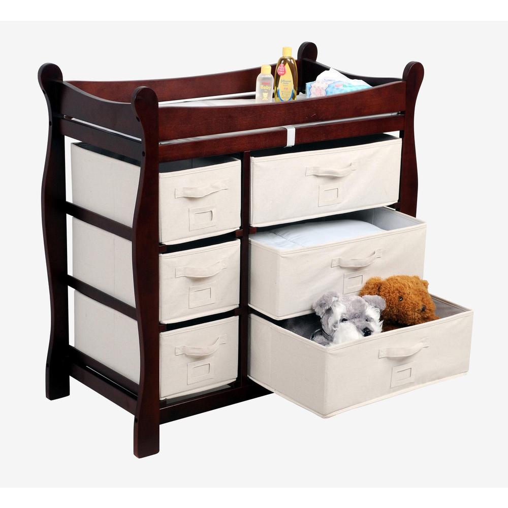 Badger Basket Cherry Sleigh Style Changing Table with Six Baskets