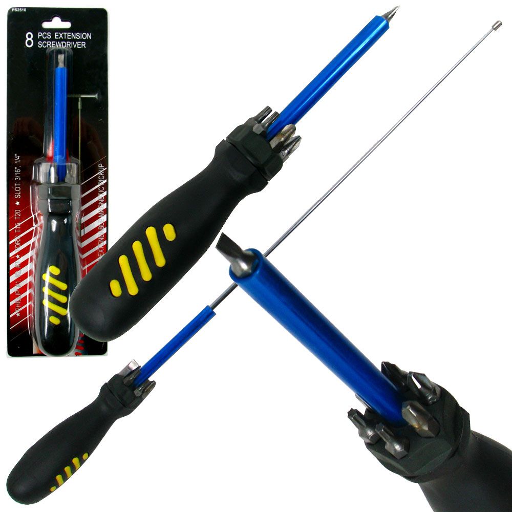 Stalwart 8 in 1 Multipurpose Driver w/ Bits and Telescopic Magnet