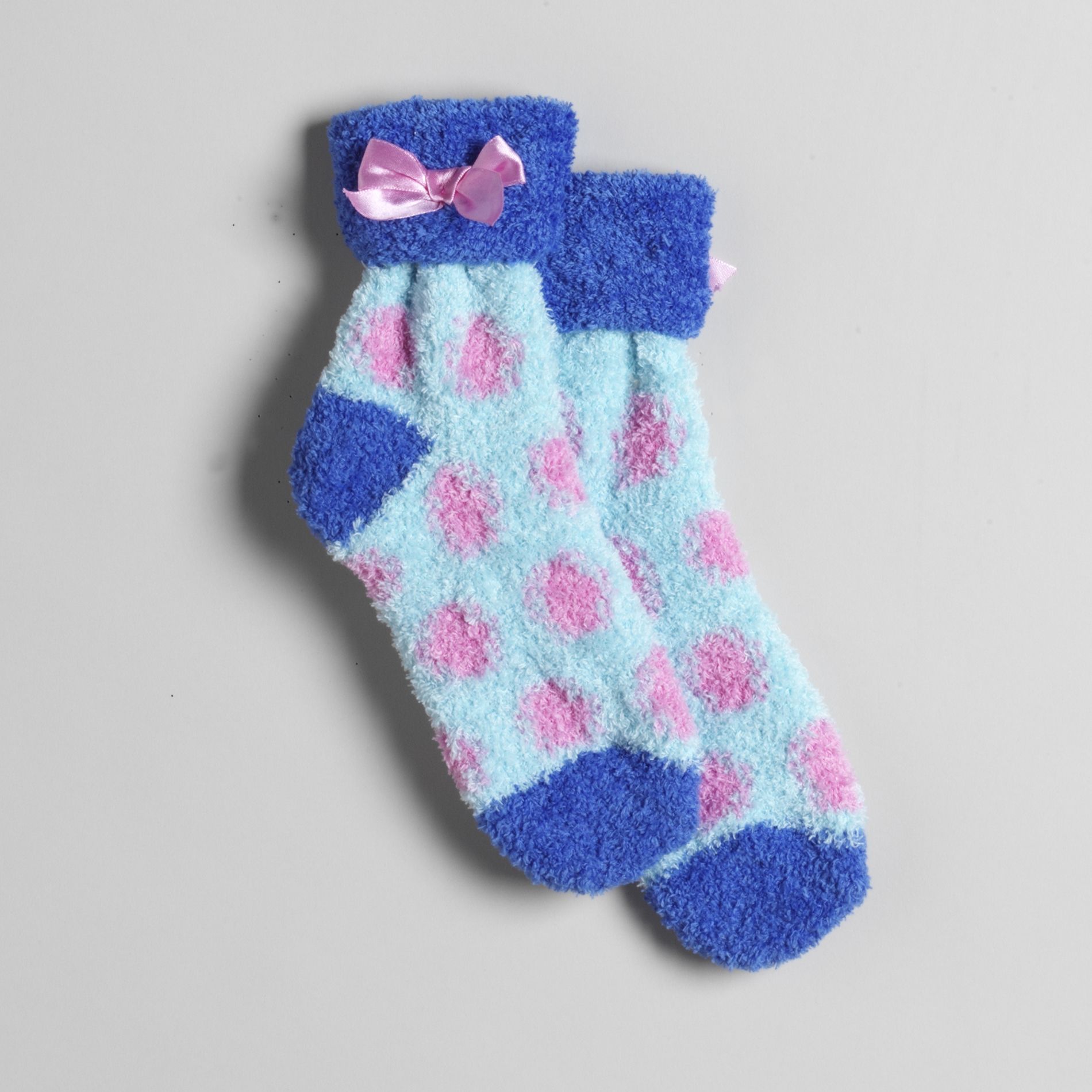 Joe Boxer Girl's Polka Dot Fuzzy Socks with Bow