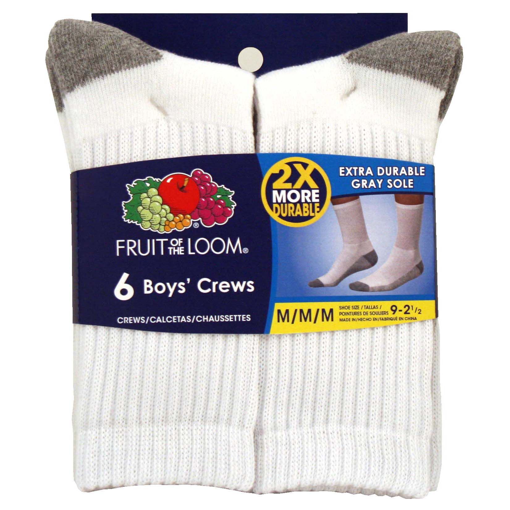 UPC 042825522404 - Fruit Of The Loom Big Boys'6 Pair Crew Socks, White ...